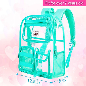 Clear Backpack, Heavy Duty Transparent Bookbag for Girls Women, Cute School See Through Backpacks for Teens Elementary - Green