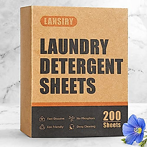 LANSIRY Laundry Detergent Sheets - 200 Loads Fresh Linen Scent Washing Detergent Strips, Compact Lightweight Liquidless Eco-Friendly Hypoallergenic Portable Soap Sheets for Save Space and Travel