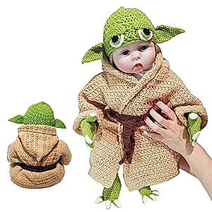 Crochet Star Wars Yoda Baby Costume Set, Baby Costume Photography Prop for Newborn Hand Mad Photography Prop Green