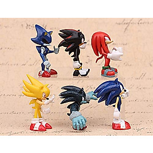 MAKESURE 6 Pcs Toys Figures,The Sonic Action Figures Cake Toppers,Toys Birthday Gift Set (Type B)