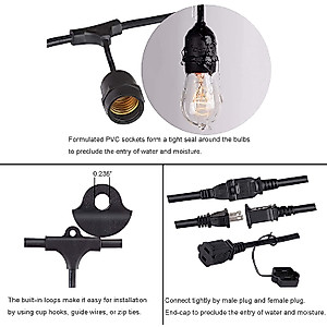 Joursdela 96FT 2-PACK outdoor string light 30 Incandesent edison string light ST14 clear bulb linkable and dimmable for patio, bistro garden Christmas decor