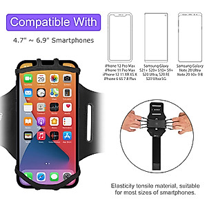 JEMACHE Running Armband for iPhone 15 Pro Max, 14 13 12 11 SE, 6S 7 8 Plus, Samsung Galaxy S23 S22 S21 Ultra, Plus, Workouts Cell Phone Arm Band Holder (Black)