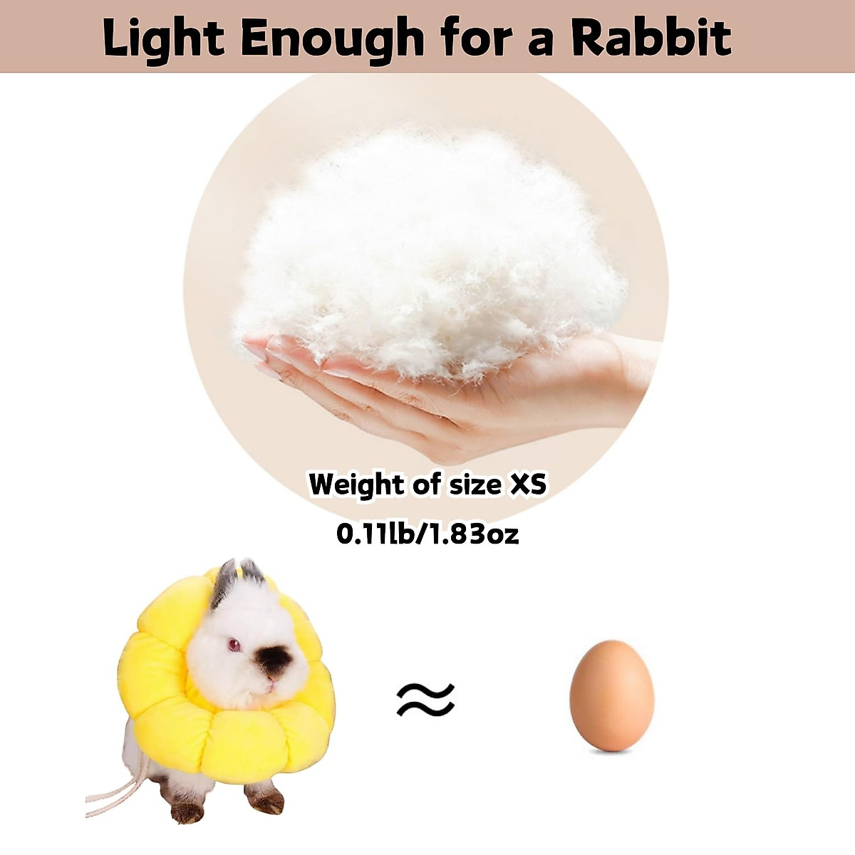 Rabbit Protection Cone Extra Small Soft Elizabethan Collar for Bunny Chinchilla Guinea Pig Small Cat Recovery Collar Kitten E Collar Alternative After Surgery Wound Healing Donut Collar (Yellow, XS)