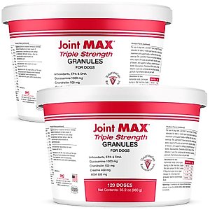 Joint MAX Triple Strength Granules for Dogs - Glucosamine, Chondroitin, Creatine, MSM - Vitamins and Antioxidants - Hip and Joint Pain Relief and Support Supplement - Made in USA - 2-Pack - 240 Doses