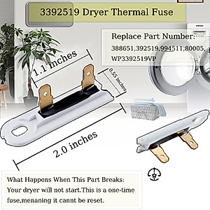 8544771 Dryer Heating Element, 279816 Thermostat Cut Off,279973 3392519 Dryer Thermal Fuse Compatible with maytag, kenmore,kitchen,whirlpool and More