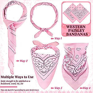 Tarpop 24 Pieces Pink Cowgirl Hat Feather with Paisley Bandanas for Western Cowgirl Party Costume Accessories (Fluffy Style)