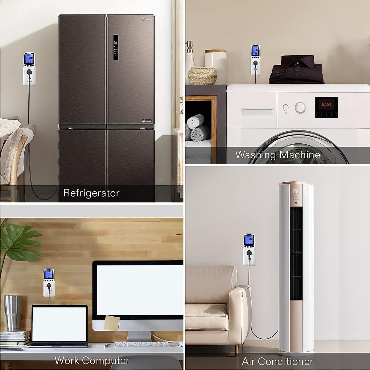 VIVOSUN Upgraded Electricity Usage Monitor, Plug-in Power Meter, Watt Voltage Amps Meter with Backlight LED, Home Energy Monitor, Overload Protection and 7 Display Modes for Energy Saving