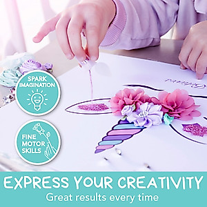 Amitié Lane DIY Unicorn Picture Craft Kit - Gifts for Girls - Create Your Own Wall Art Bedroom Decor with This Arts & Crafts Kit for Kids - Girls Toys and Birthday Gifts with Unicorns
