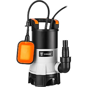 DEKO Sump Pump 1HP 3698GPH 750W Submersible Water Pump with Float Switch and Max Flow 14000L/H for Swimming Pool, Tub, and Garden Irrigation and Long 16ft Cable