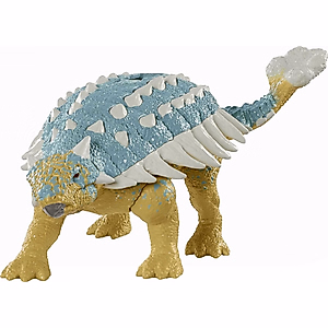 Mattel Jurassic World Camp Cretaceous Roar Attack Ankylosaurus Bumpy Posable Dinosaur Action Figure Toy, Strike Feature & Sounds
