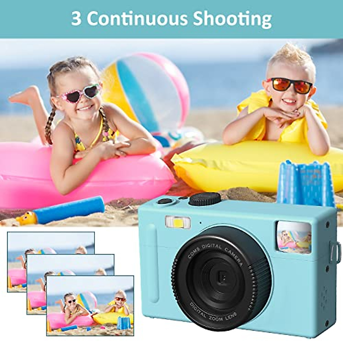 Digital Camera for Kids, FHD 1080P 24MP Mini Video Camera, 1500mah Rechargeable Camera 3.0 inch Screen Compact Camera, Portable Camera for Boys, Girls, Beginners