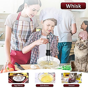 BEEWEEL Immersion Blender - 800 Watts Scratch Resistant Hand Blender, 15 Variable Speeds & Turbo Hand Mixer, 4-in-1 Heavy Duty Copper Motor Handheld Blender with Egg Whisk,Chopper and Coffee Grinder