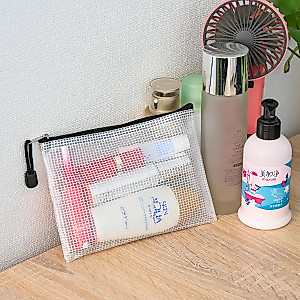 AUSTARK 10 Pcs Zipper File Bags, Waterproof Plastic Mesh Pouch for Office School, Board Game Storage Bags (B6 Size 7.6''x5.3'', White and Black)