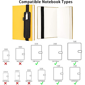 Epessa Portable Pen Holder,Pencil Holder,Pen Sleeve Case Pouch for Journals, Notebooks,Books,Rigid Tablet Covers,Hold 2 or 3 Pens,Adjustable Elastic Band,Detachable