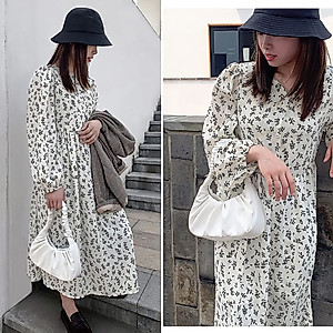 Gxamz Ruched Cloud Shoulder Purse and Dumpling Bag for Women Small Crossbody Handbag with Removable Shoulder Strap (white)