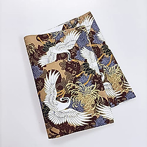PUPUZAO A5 Book Cover ( Red-Crowned Crane Pattern ) Hard Book Sleeve Cover for Paperback,Journal,Diary,Novel,Washable Fabric,Fits Thickness Adjustable