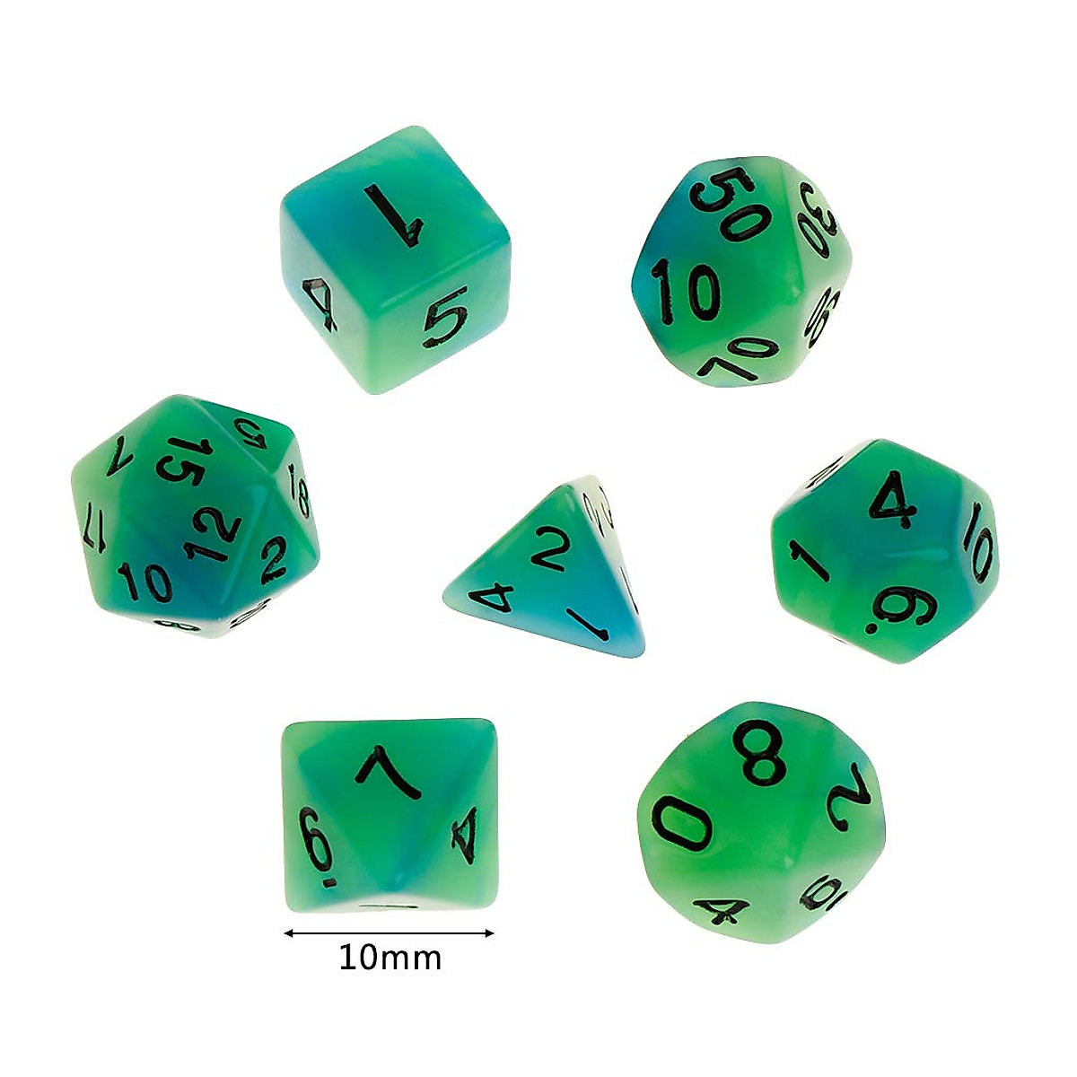 7pcs/Set Luminous Polyhedral Sided Dice D4 D6 D8 D10 D12 D20 Set for Dungeons & Dragon D&D RPG Poly Game