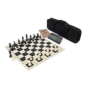 Wholesale Chess Triple Weighted Complete Tournament Chess Set with Scorebook & Chess Clock (Black)