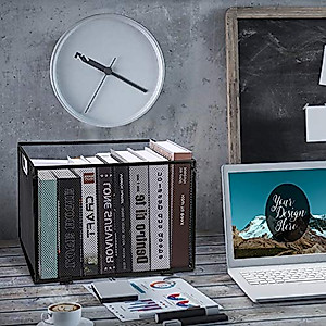 Meshist Mesh Hanging File Folder Box Organizer, Office Metal File Foldable Storage Crate,Letter Size, Black.