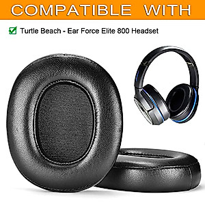 Elite 800 Ear Pads - defean Replacement Ear Cushion Cover Compatible with Turtle Beach - Ear Force Elite 800 Headset,Softer Leather,High-Density Noise Cancelling Foam