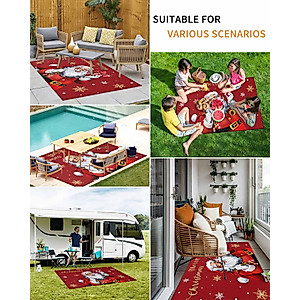 Outdoor Rug Carpet Indoor Area-Rug Christmas Santa Claus Washable High Traffic Bedroom Kitchen Mat Backyard Patio Porch Rug, 4 X 6