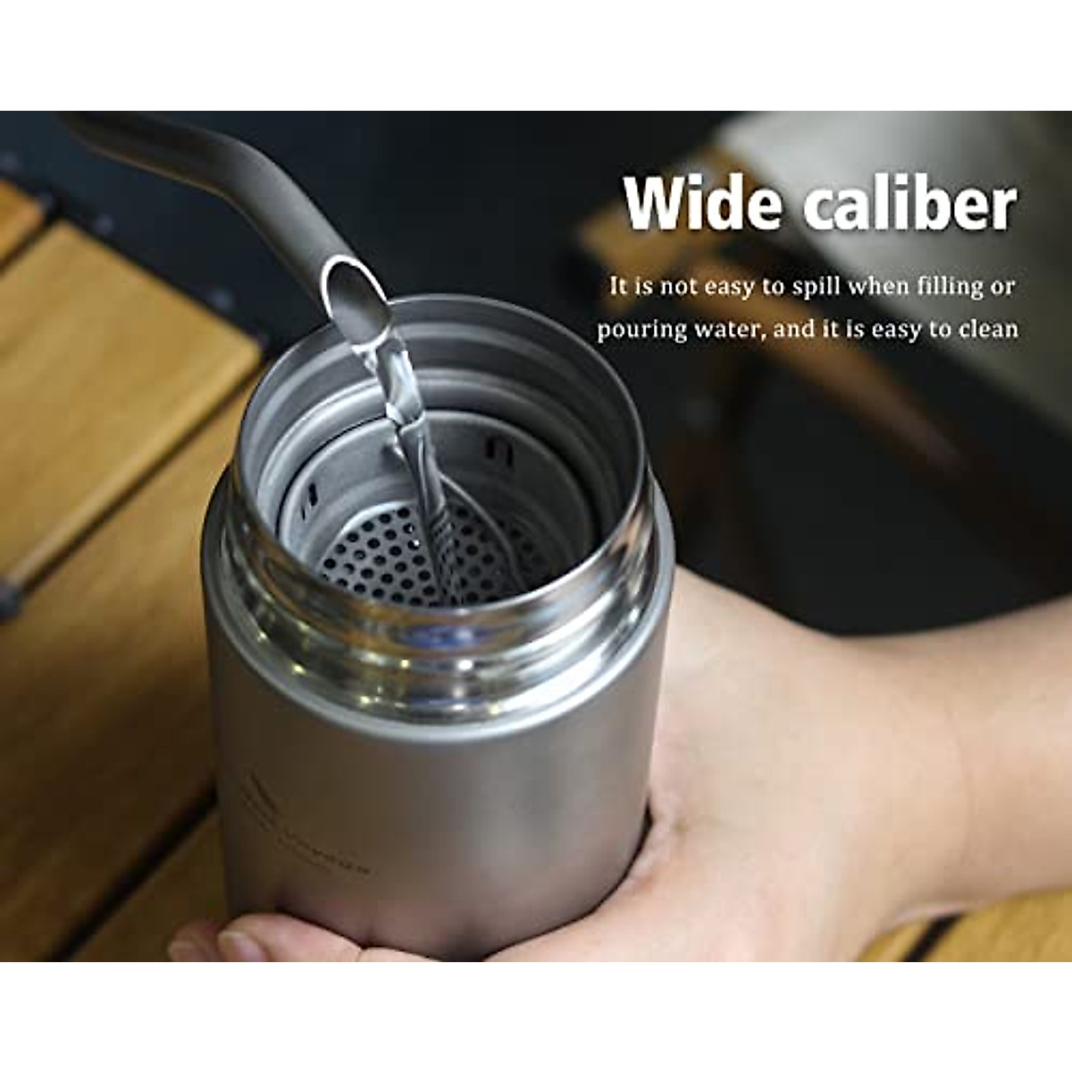 Boundless Voyage 300ml(10.56 fl.oz) Titanium Vacuum with Filter Double Layer Lightweight Portable Tea Coffee Wine Whisky for Hiking Camping Picnic Gift A-Ti3009D