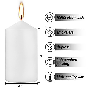 2x4 High White Pillar Candles, Set of 20, Unscented. Bulk Buy. Ideal for Wedding, Emergency Lanterns, Spa, Aromatherapy, Party