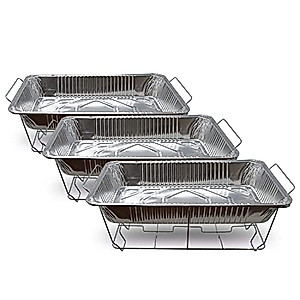 Chafing Dish Buffet Set Disposable | Buffet Servers and Warmers, Buffet Serving Kit | Includes Chafing Fuel, Wire Racks, Foil Pans Full Size, 9x13 Aluminum Pans Disposable, Serving Utensils| 50 Pieces