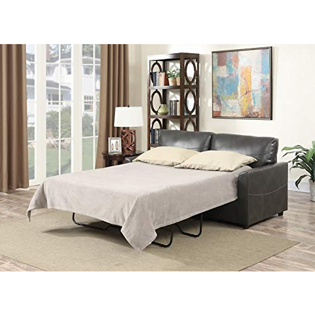 Emerald Home Slumber Contemporary Sleeper Sofa, Full, Charcoal Gray