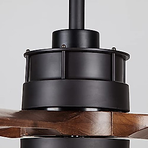 EKIZNSN 52 Inch Outdoor Ceiling Fans for Patios with Light and Remote Control, DC Motor, 3 Reversible Walnut Wood Blades