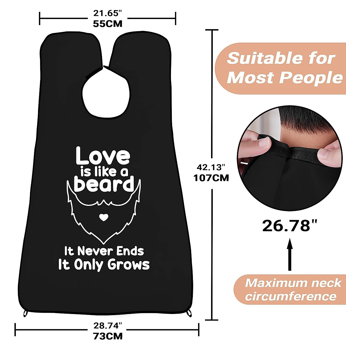 LONGESISM Beard Bib Shaving Apron, Mens Gift for Husband Dad, Stocking Stuffers Christmas Birthday Gifts for Men Boyfriend Him (Love)