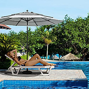 FrenzyBird Patio Umbrella 10ft Outdoor Table Market Umbrella 3 Tiers Patio Table Umbrella UV Protection Umbrella for Patio, Yard, Garden, Pool Side(Light Gray)