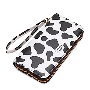 Ecohaso Womens Wallet Ladies Leather Clutch Wallets Zip Around Large Long Wristlet Card Holder Organizer Phone Purse for Women and Ladies (PINK WHITE)