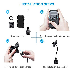 Kuelor Car Cup Holder Phone Mount, Adjustable Long Arm Cell Phone Holder with 360° Rotatable Cradle for Most Smartphones Such as iPhone, Samsung and GPS