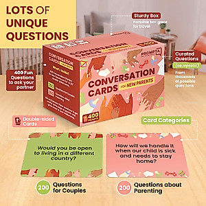 400 Conversation Cards for New Parents - Fun Questions to Connect and Talk About Parenting Essentials – Gift for New Mom Gifts for New Dad - Conversation Starters for Couples Gifts