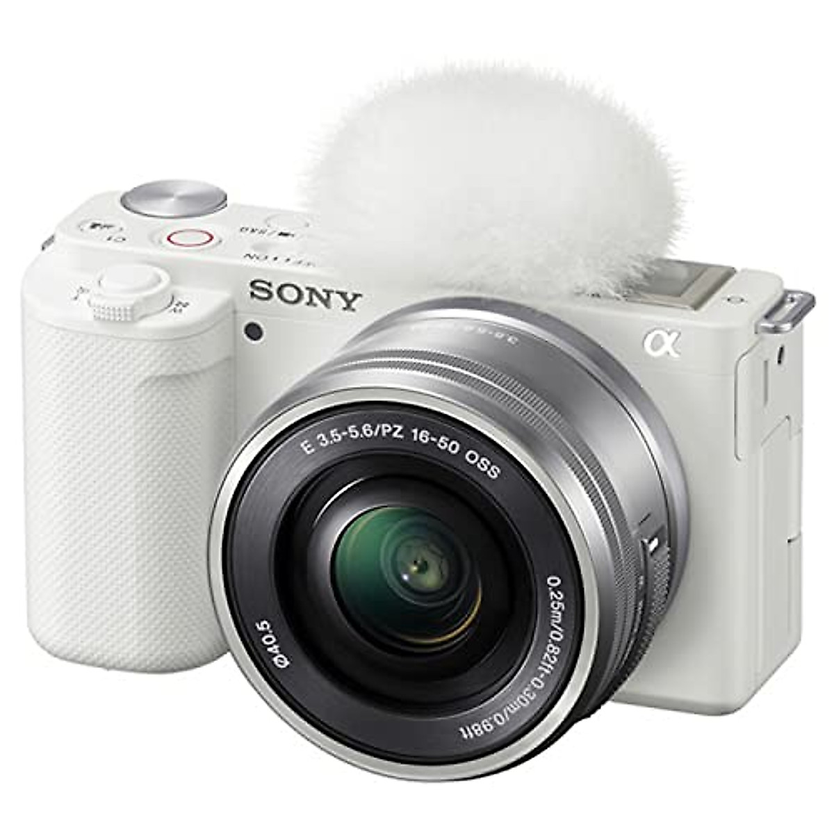 Sony ZV-E10 Mirrorless Camera with 16-50mm Lens (White) Video Bundle + LED Video Light + Microphone + Extreme Speed 64GB Memory(21pc Bundle), ILCZV-E10L/W