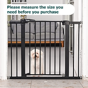BABELIO Metal Baby Gate,5.5inch (14cm) Black Extension, Extra Wide Baby Gates for Stairs & Doorways, Pressure Mounted Walk Thru Child Gate with Door, NO Need Tools NO Drilling,30" Tall
