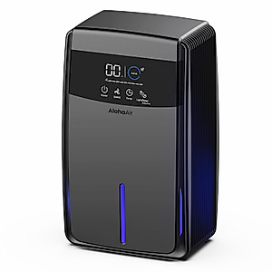 AlohaAir Dehumidifier for Home with Drain Hose, 95 OZ Dehumidifiers for Room, Quiet, Aromatherapy, Timer, Auto Shut-off, Dehumidifiers for Bathroom, Bedroom, Closet, RV & Basement