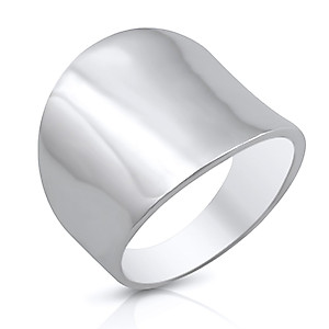 Sterling Silver 19mm Plain Wide Cigar Band Ring - Size 10