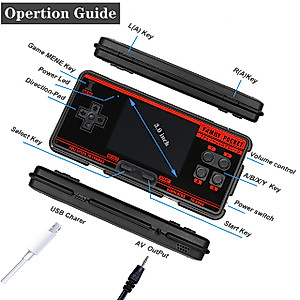 Handheld Game Console Emulator Console, HD AV Output, 3.0-inch IPS Screen, with 32G TF Card, 5000 Classic Games, Adult and Children Portable Video Game Console Gifts (black)