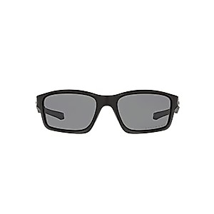 Oakley Men's OO9247 Chainlink Rectangular Sunglasses, Matte Black/Grey Polarized, 57 mm
