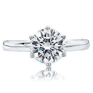 Sterling Silver Ring Round 2 carat CZ Stone 6 prong Classic Solitaire Wedding Engagement Ring 8MM (Size 5 to 10), 7