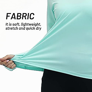 MIER Women's UPF 50+ Sun Protection Hoodie Shirt Long Sleeve Outdoor UV Shirt Running Hiking Tee Shirt, Quick Dry, Aqua, S