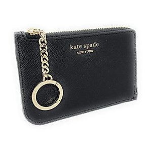 Kate Spade New York Medium L-Zip Leather Card Holder Keychain Black