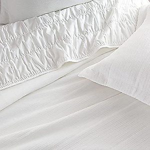 Great Bay Home 3-Piece Spandex White Full/Queen Quilt Comforter with 2 Shams | All-Season, Cozy, Modern Bedspreads | Thick Coverlet Sets | Ellie Collection