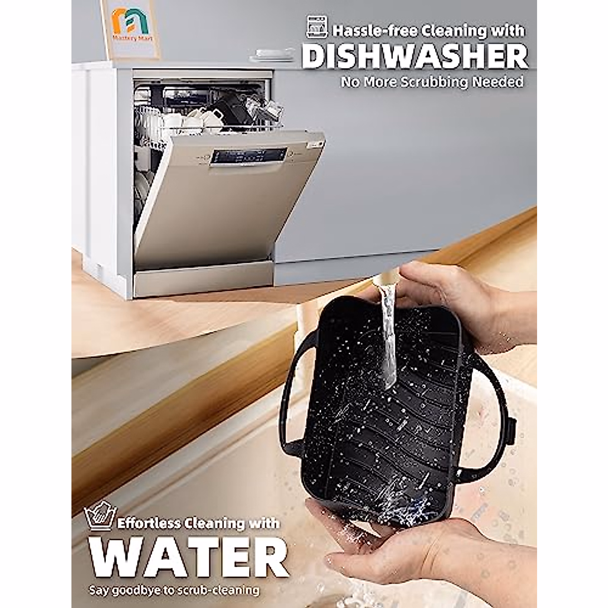 Mastery Mart 8-10QT Reusable Ninja Air Fryer Silicone Liners, 2 Pcs Ninja Air Fryer Silicone Pot/Basket, Durable/Easy to Clean Silicone Baking Tray for Air Fryer, Microwave, Oven, Steamer