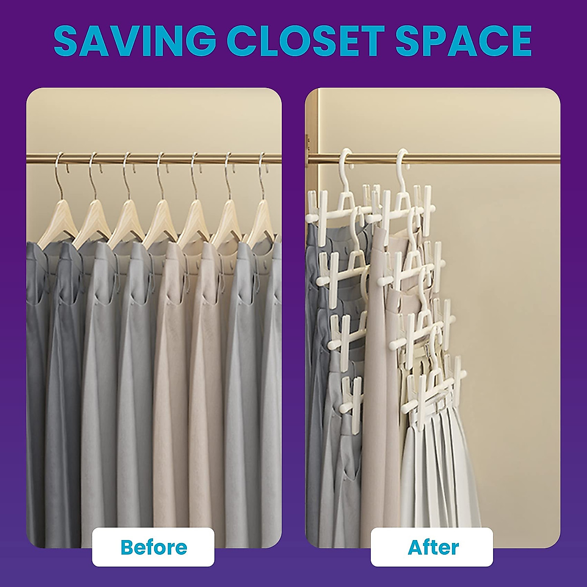 Nipogear Anti-Slip Plastic Pants Drying Clip, Purple, 10 Pieces