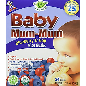 Hot-Kid Baby Mum-Mum Rice Rusks, Blueberry & Goji, 1.76 Ounce
