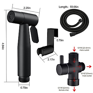 Wexecon Muslim Shower Black Handheld Bidet Sprayer for Toilet with Explosion Proof Bidet Hose Adjustable Water Pressure-Jet Spray Soft Spray Great for Feminine Wash, Pet and Bathroom Cleaning(C,Black)