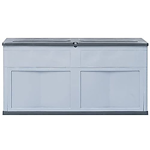 INLIFE 84.5 Gal Garden Storage Deck Box,Waterproof Outdoor Storage Box Storage Cabinet Plastic Garden Organizer For Patio,Lawn,Backyard Outdoor Bench With Storage Gray 46.9"x 18.1"x 23.6"